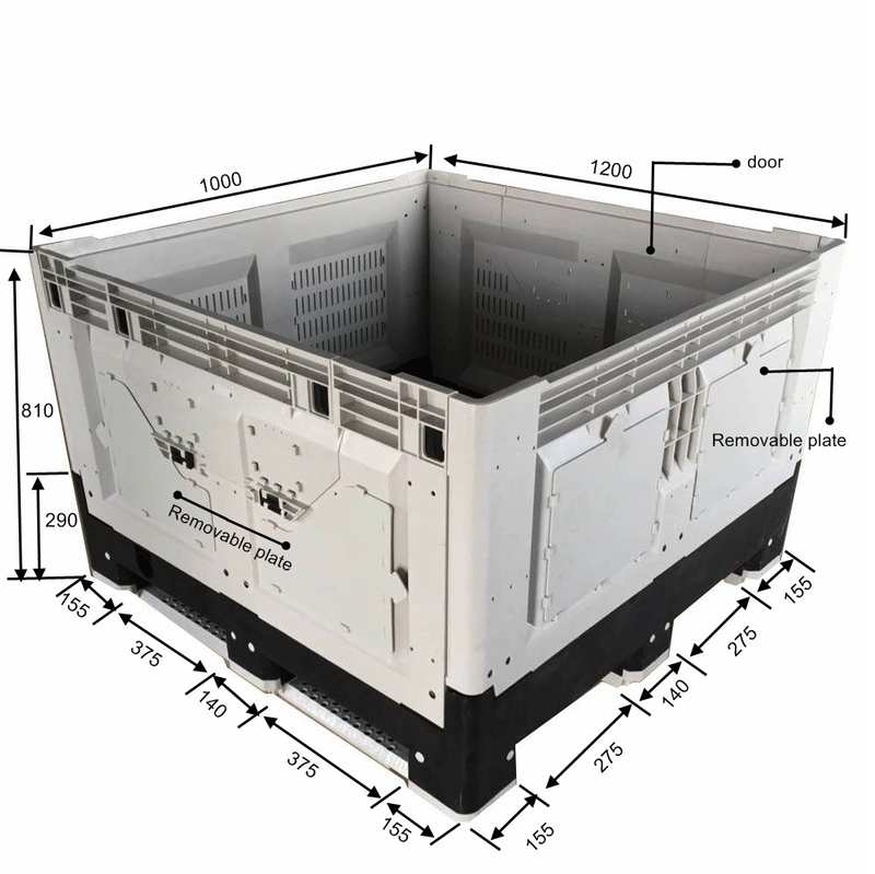 1200x1000x810mm Stackable Plastic Pallet Storage Boxes for Warehouse ...